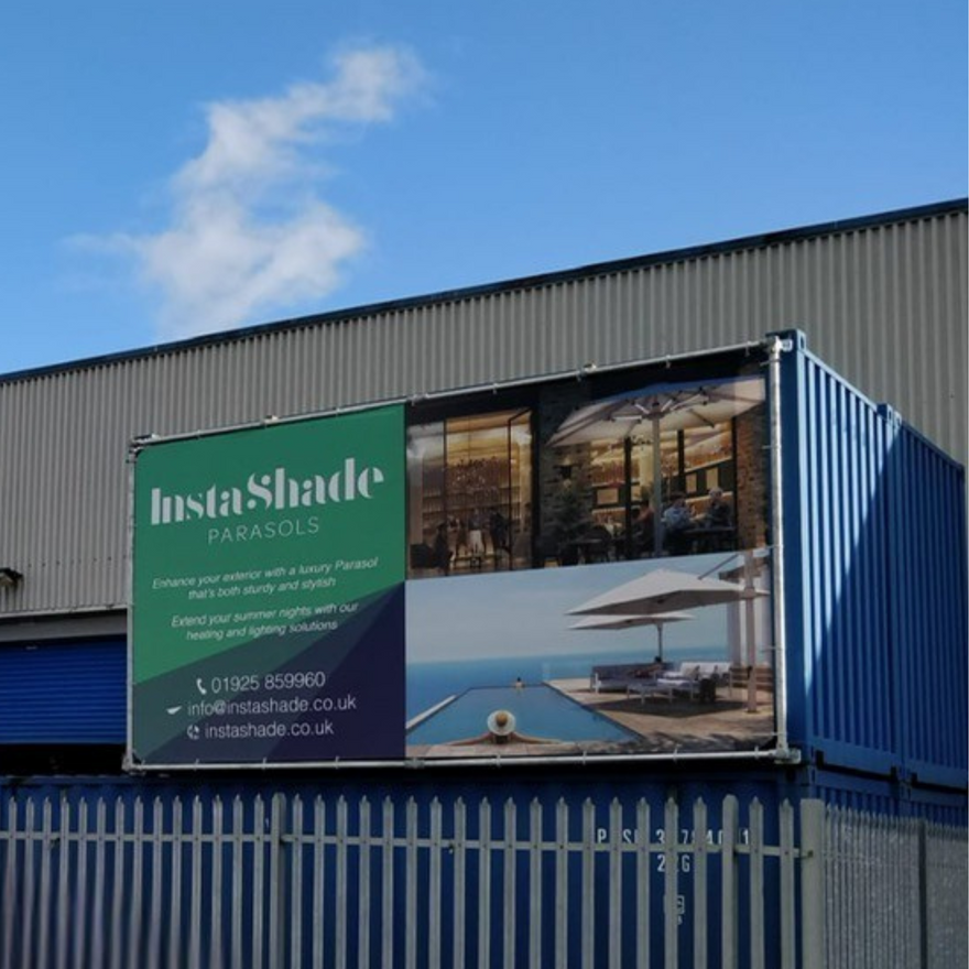 20' Shipping container banner kit | Domino Clamps