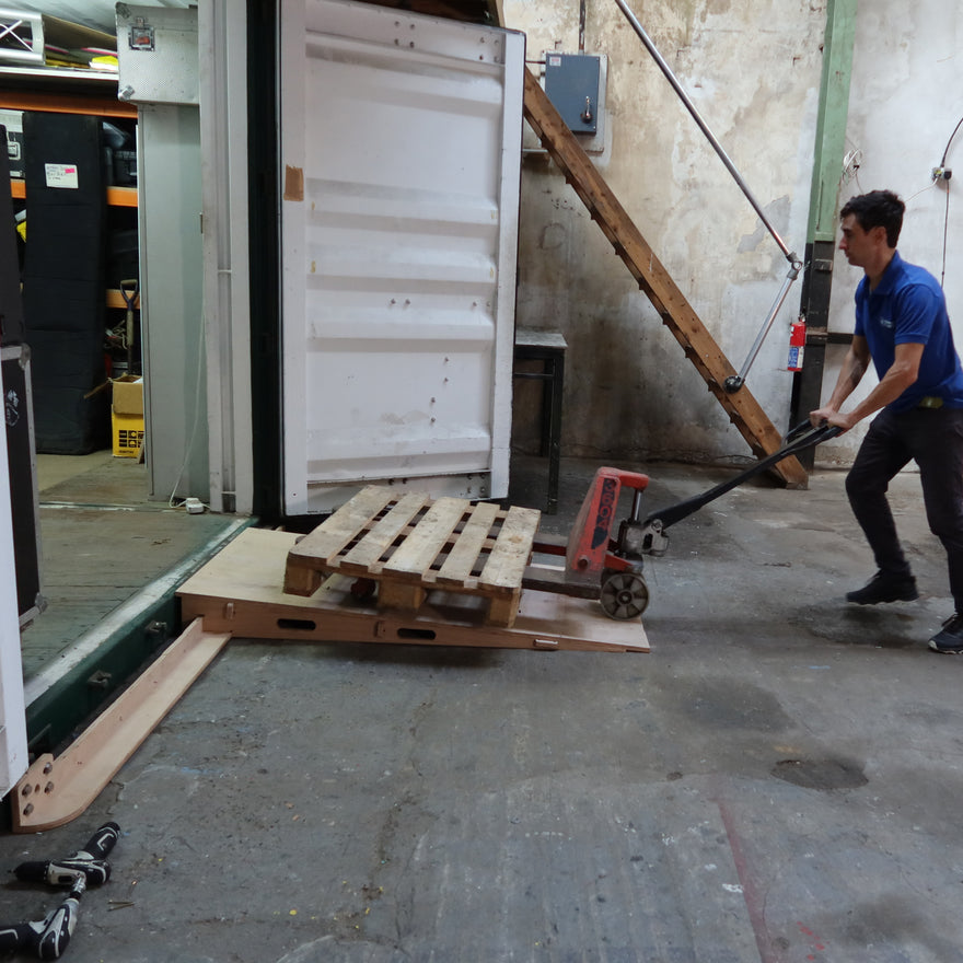 Single Width Shipping Container Ramp | Domino Clamps